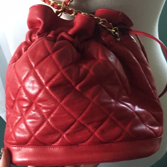 CHANEL | Bags | Chanel Vintage Cc Tassel Red Quilted Bucket Bag | Poshmark